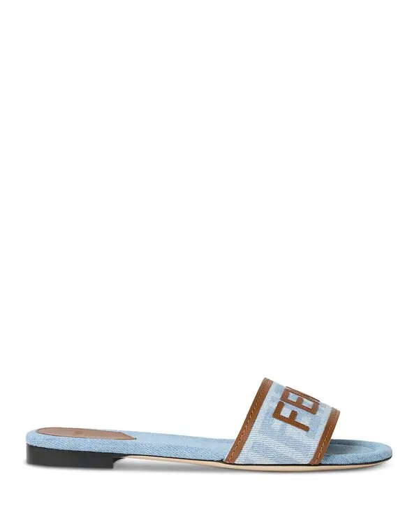 Fendi Denim Slides - Blue/brown