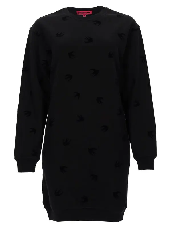 Alexander McQueen Mini Dress With All-over Print - Black