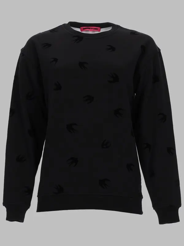 Alexander McQueen All-over Swallow Print Cotton Sweatshirt