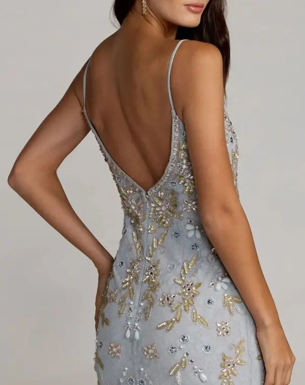 Mac Duggal Embellished Sleeveless Lace Gown