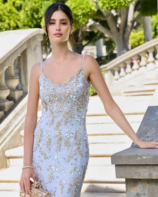 Mac Duggal Embellished Sleeveless Lace Gown