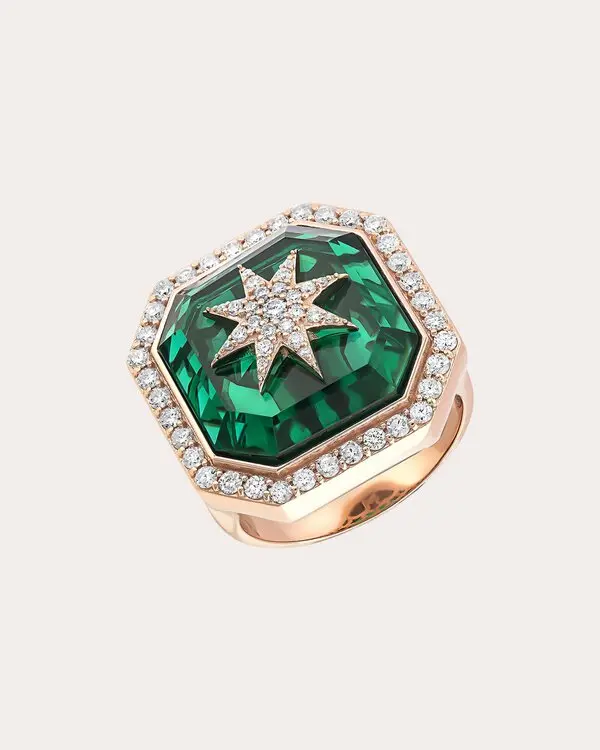 BEE GODDESS Diamond & 14k Rose Gold Venus Star Ring 14k Gold - Green