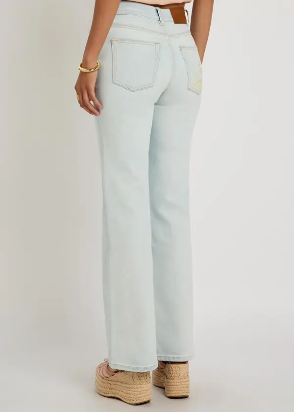 Chloé Embroidered Flared-leg Jeans