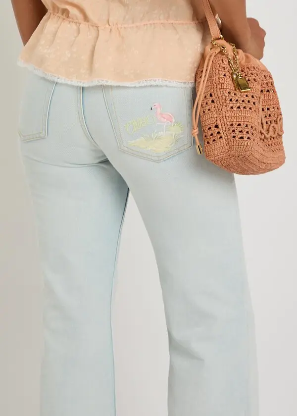 Chloé Embroidered Flared-leg Jeans