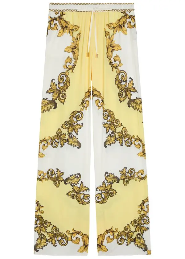 Alice + Olivia Printed Wide-leg Georgette Trousers - Yellow