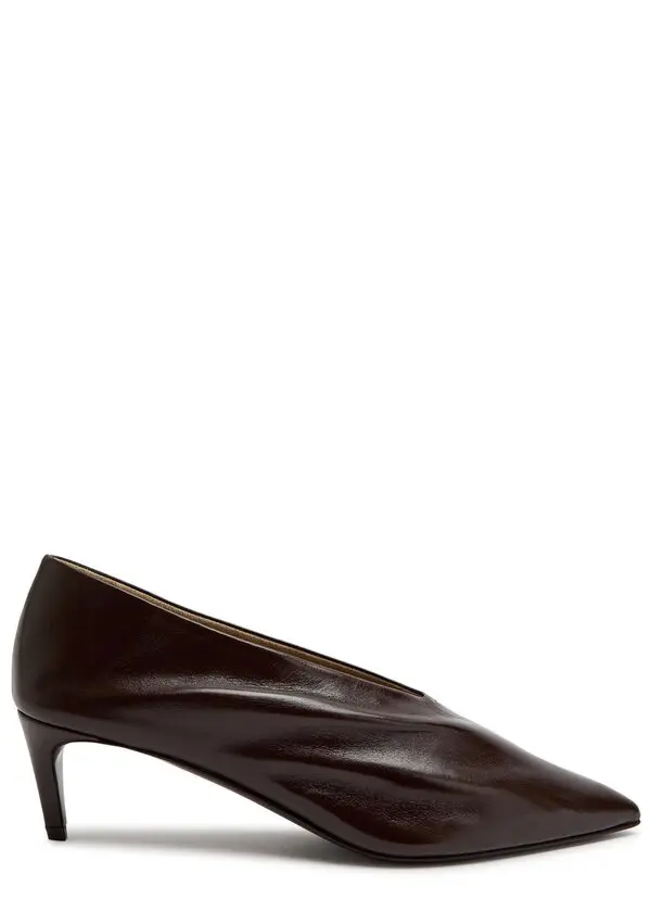 Khaite Miriam Draped Leather Pumps