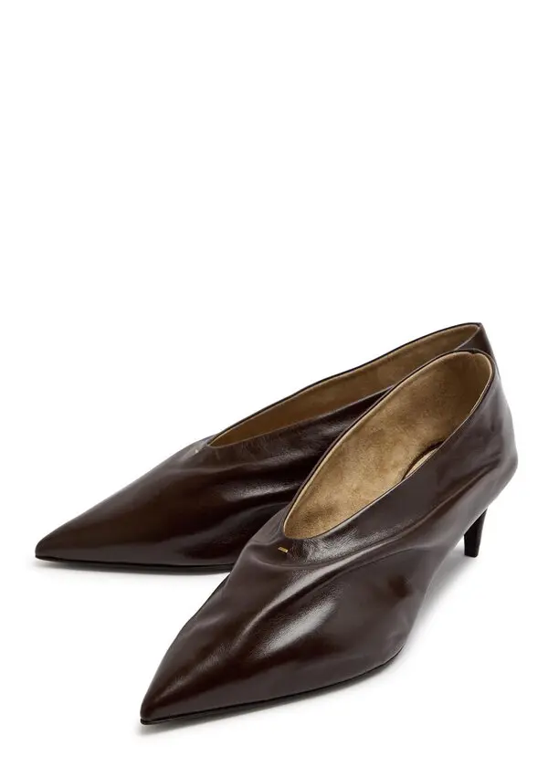 Khaite Miriam Draped Leather Pumps