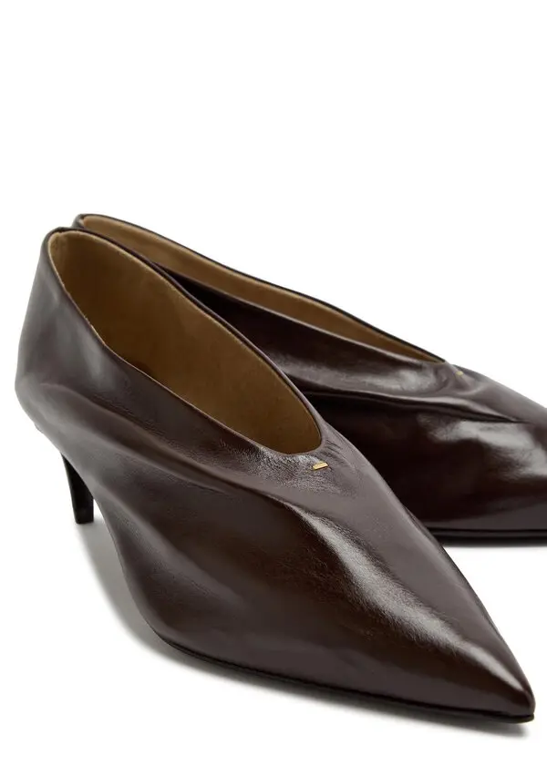 Khaite Miriam Draped Leather Pumps