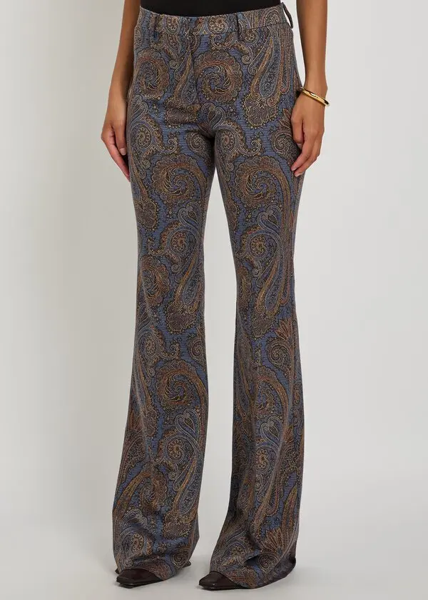 Etro Paisley Jacquard Flared-leg Trousers