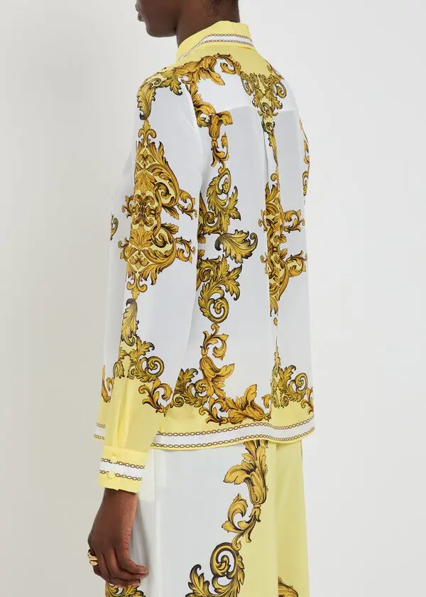 Alice + Olivia Printed Silk-chiffon Shirt - Yellow