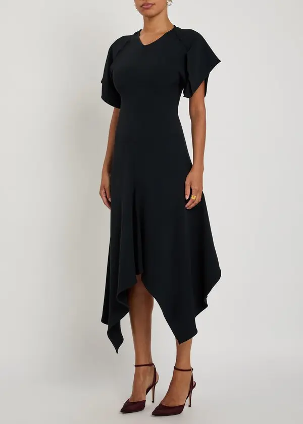 Victoria Beckham Asymmetric Draped Midi Dress