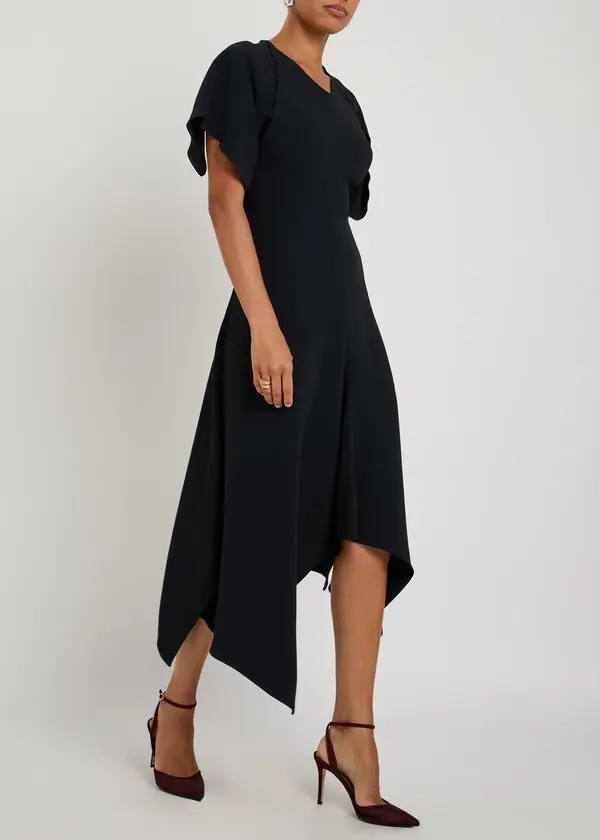 Victoria Beckham Asymmetric Draped Midi Dress