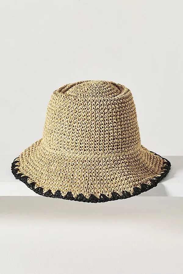 WYETH Straw Whipstitch Bucket Hat - Neutral