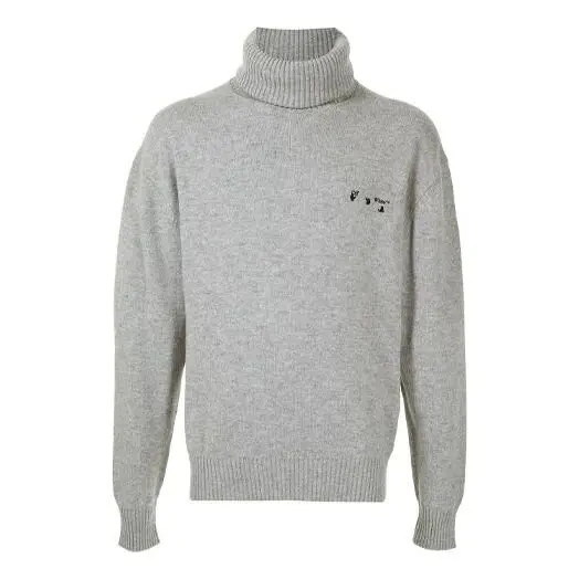 Off-White Embroidered Logo Turtleneck Sweater - Grey