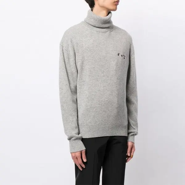 Off-White Embroidered Logo Turtleneck Sweater