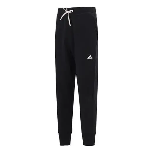 Adidas Solid Color Printing Logo Knit Sports Pants/trousers/joggers Black - Default Color