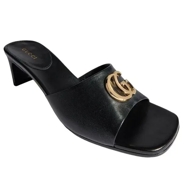 Gucci Slide Sandal With Double G Detail - Black