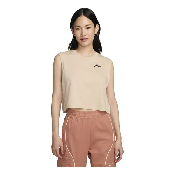 Nike Club Sleeveless Cropped Top - Beige