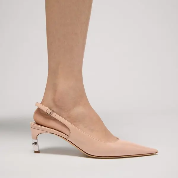 Gucci Castello Slingback Leather Mid Heel - Pink