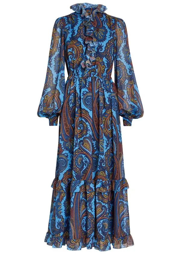 Etro Paisley-print Ruffled Chiffon Maxi Dress - Multicoloured