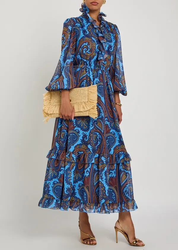 Etro Paisley-print Ruffled Chiffon Maxi Dress