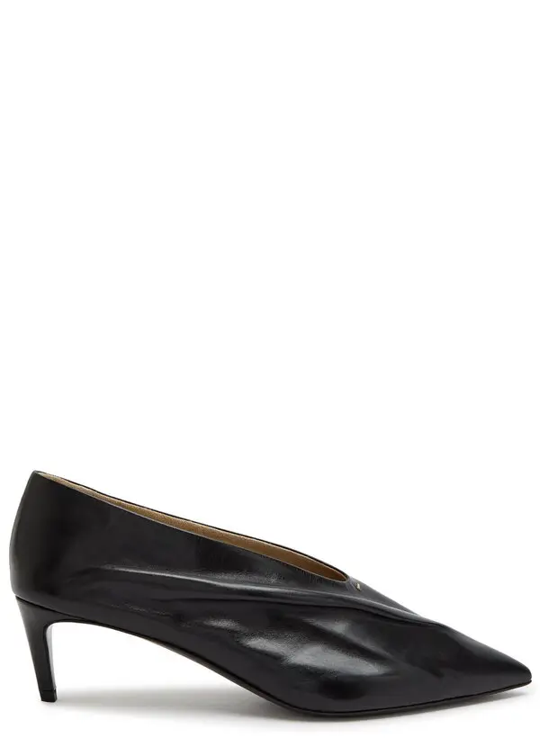 Khaite Miriam Draped Leather Pumps - Black