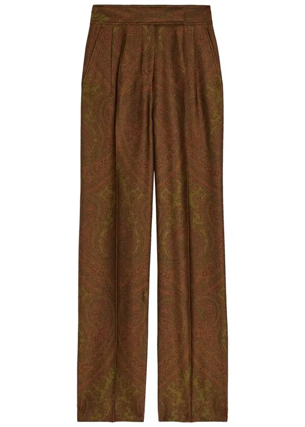 Etro Paisley Print Pleated Straight-leg Trousers - Multicoloured