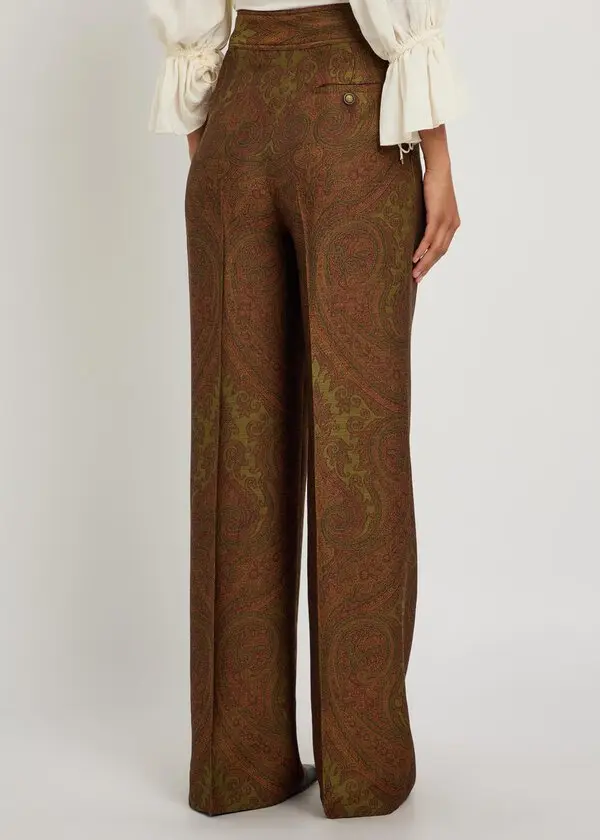 Etro Paisley-jacquard Wool-blend Trousers - Multicoloured