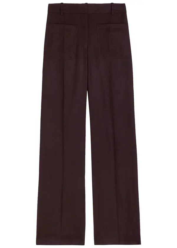 Victoria Beckham Alina Flared-leg Wool Trousers - Bordeaux