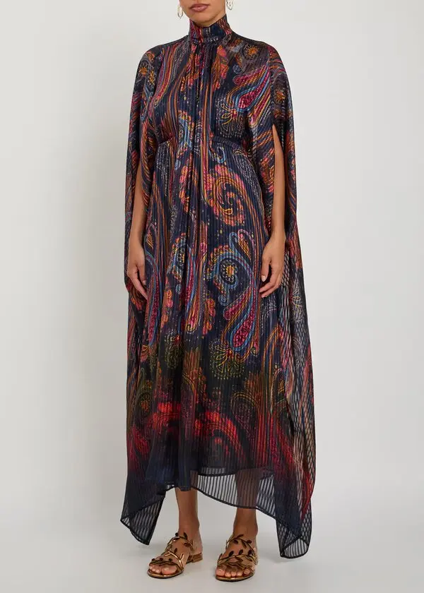 Etro Printed Gathered Silk-chiffon Midi Dress