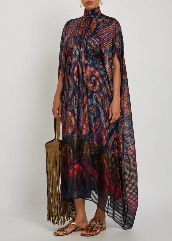 Etro Printed Gathered Silk-chiffon Midi Dress