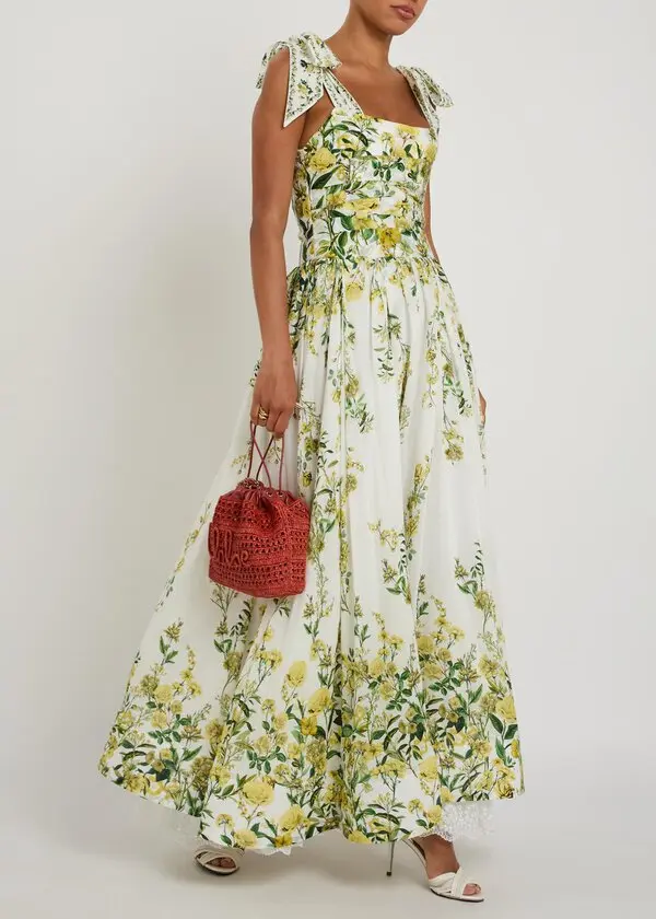Alice + Olivia Haven Floral Cotton And Silk-blend Maxi Dress - Multicoloured
