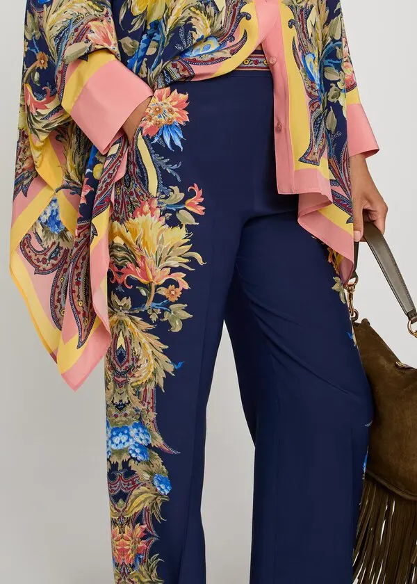 Etro Printed Straight-leg Silk Trousers
