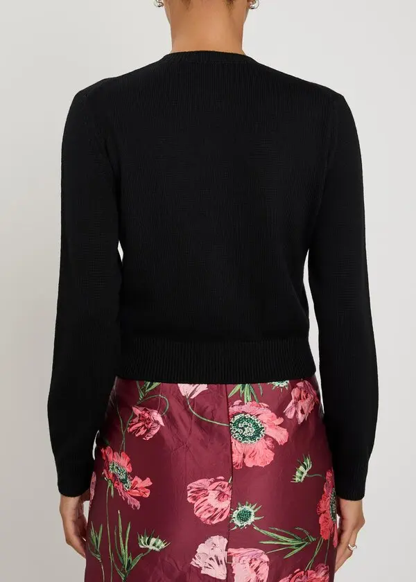 Erdem Merino Wool Floral Appliqué Cardigan