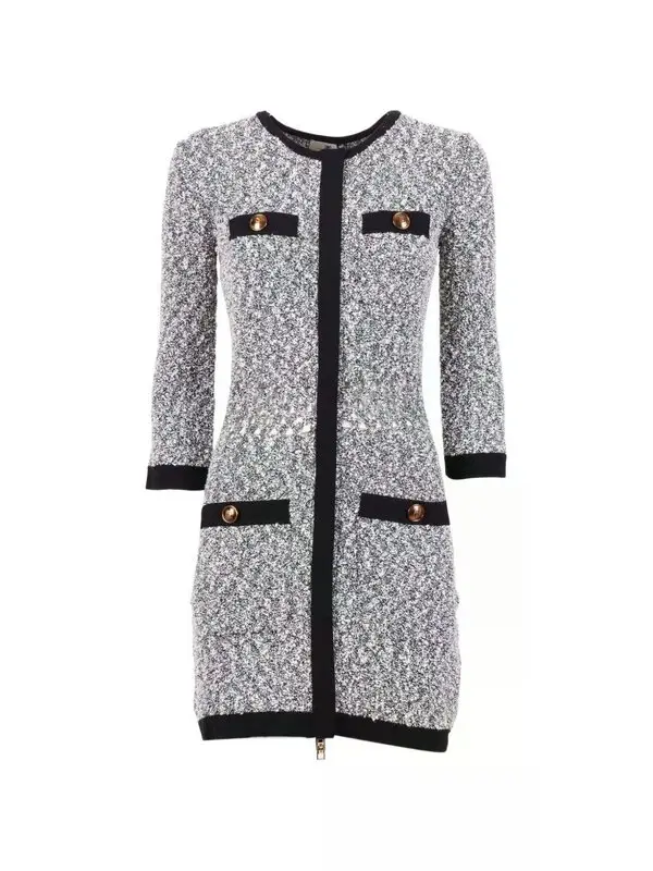 Elisabetta Franchi Bouclé-knit Open-work Dress