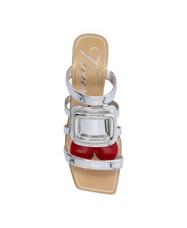 ROGER VIVIER Vivier Gladiator Metal Buckle Mules In Leather