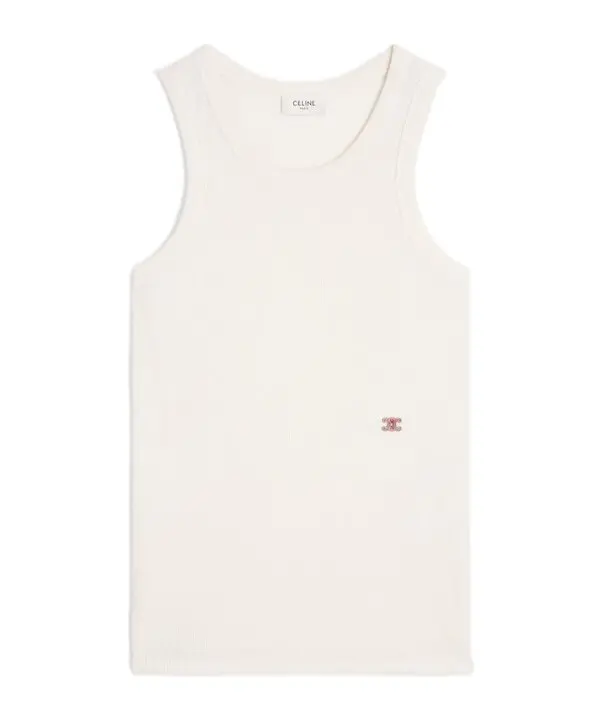Celine Tank Top In Ribbed Cotton Silk