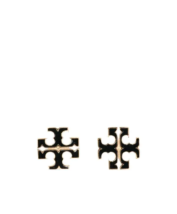 Tory Burch Enamel Logo Stud Earrings - Black
