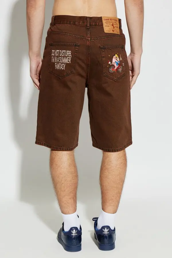 CARNE BOLLENTE Embroidered Denim Shorts