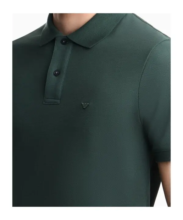Emporio Armani Logo Embroidered Short-sleeved Polo Shirt - Green