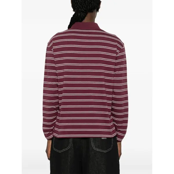 SPORTY  RICH Sporty & Rich Striped Long Sleeve Polo Shirt