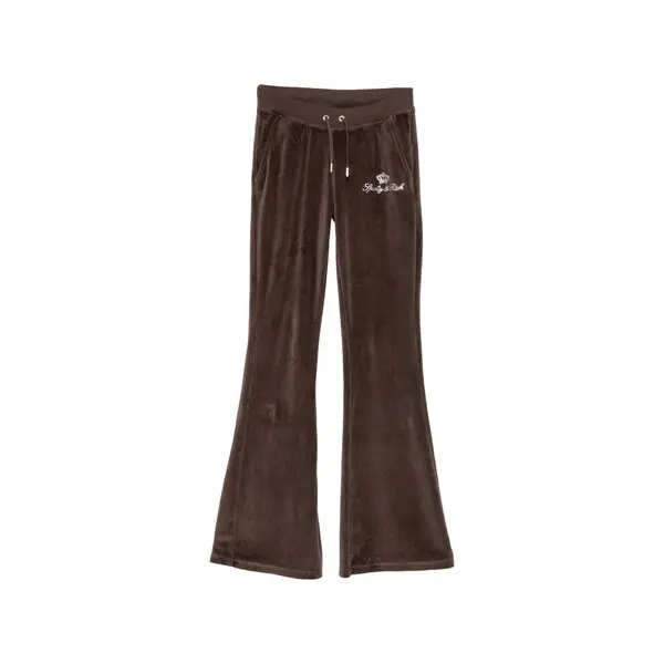 SPORTY  RICH Sporty & Rich Embellished Drawstring Pants - Choco