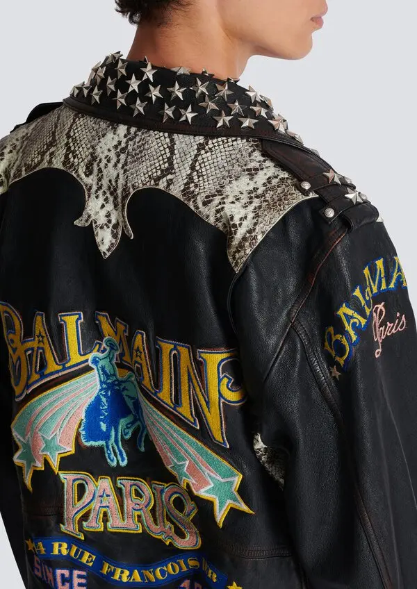 Balmain Embellished Leather Biker Jacket