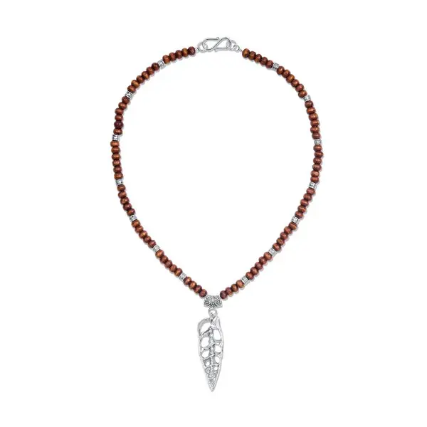 ARIANNE DELANEY Fragment Of A Shell Pendant Beaded Necklace Sterling - Silver