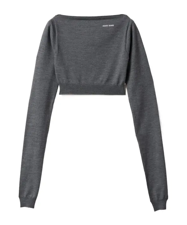 Miu Miu Boat-neck Knitted Top - Limestone Ash