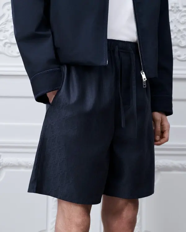 Dior Oblique Motif Drawstring Shorts - Blue