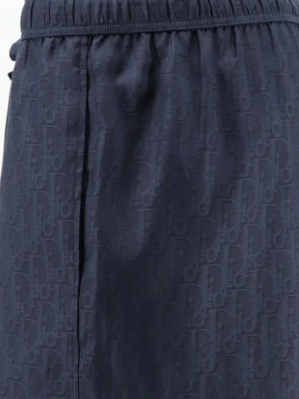 Dior Oblique Motif Drawstring Shorts - Blue