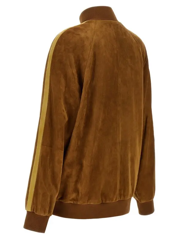 Miu Miu Waxed Suede Zip-up Jacket - Cognac