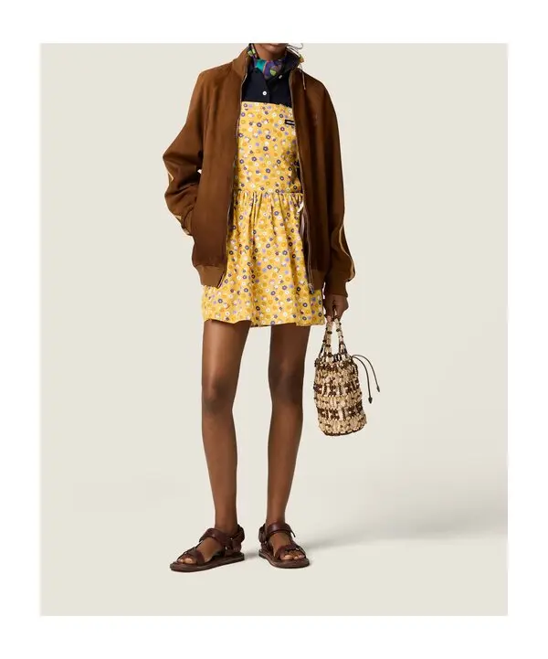 Miu Miu Waxed Suede Zip-up Jacket - Cognac