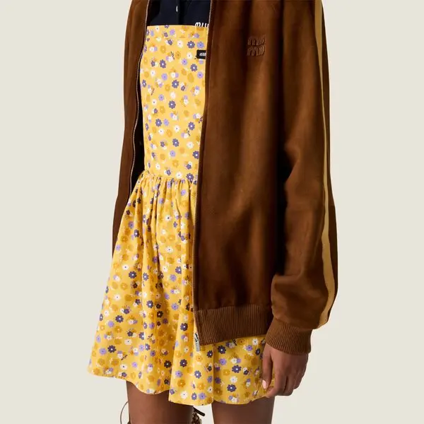 Miu Miu Waxed Suede Zip-up Jacket - Cognac